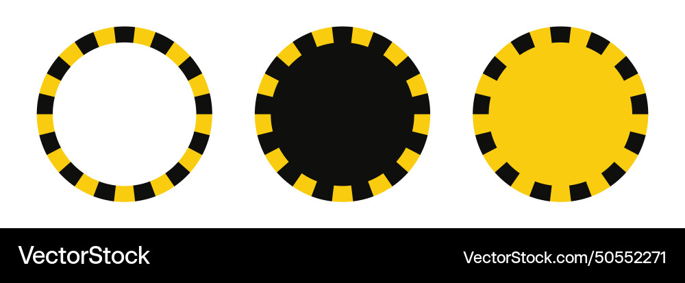 Warning circle frame with yellow black tape Vector Image
