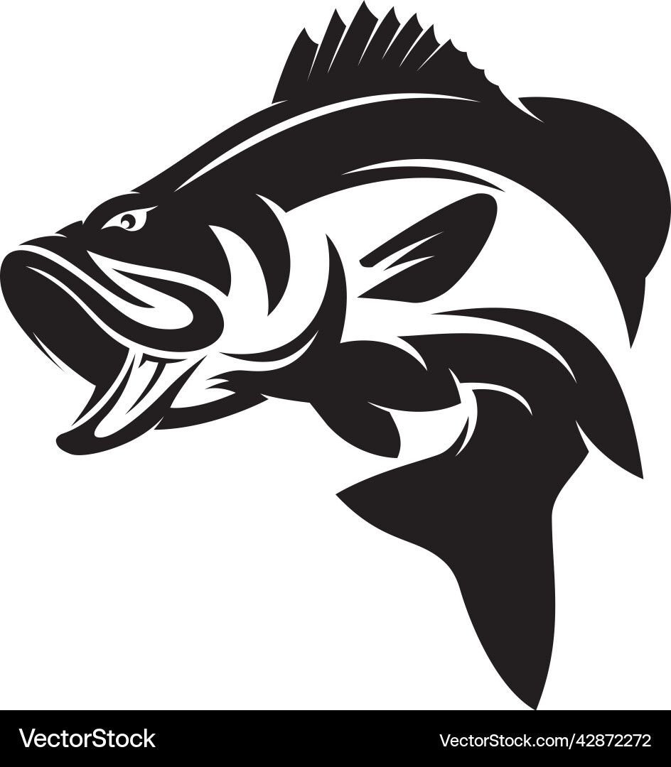 Bass fish fishing template Royalty Free Vector Image