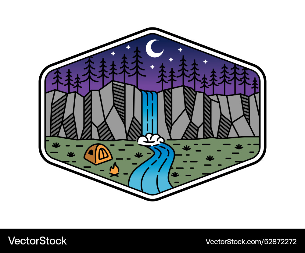 Beautiful nature line art template Royalty Free Vector Image