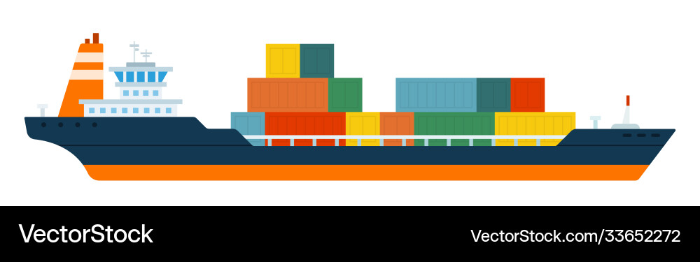 Cargo ship container in ocean transportation Vector Image