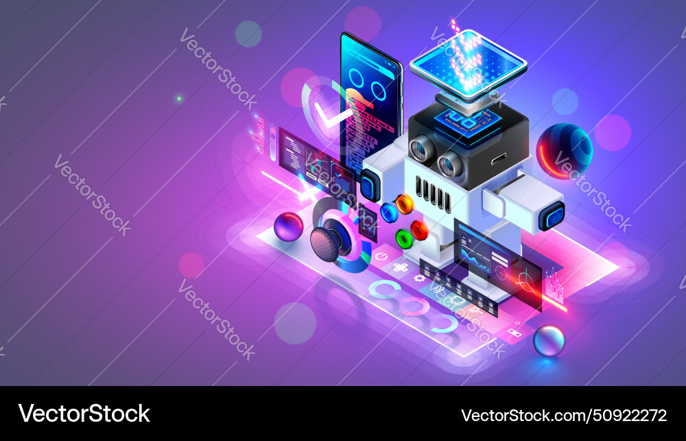 Kids robototechnics education concept robot Vector Image