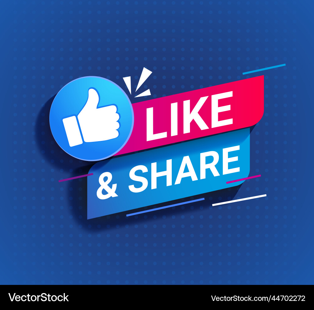 Like and share social symbol in dynamic style Vector Image