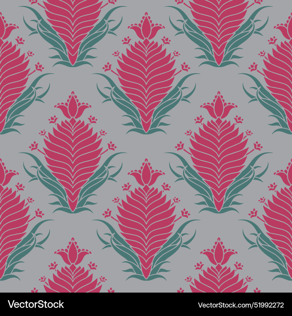 Seamless pattern of magenta damask motifs Vector Image