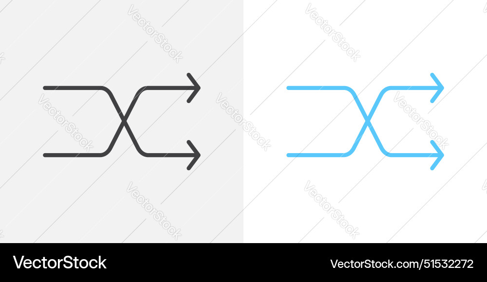 Shuffle icon set repeat random loop symbol switch Vector Image