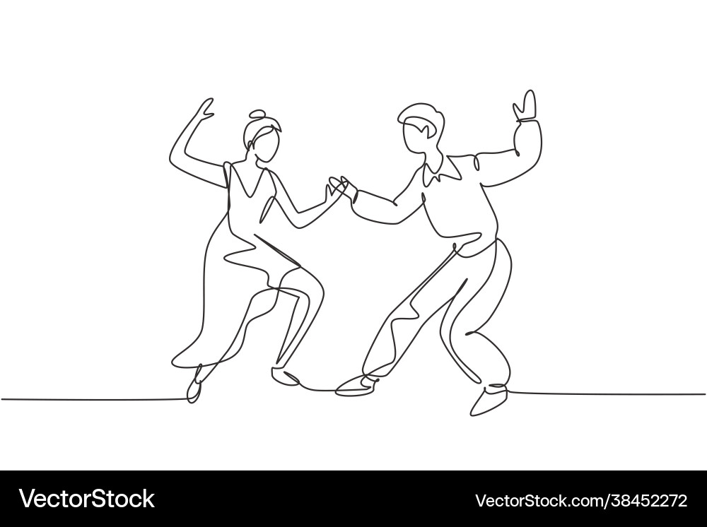 Single one line drawing man and woman dancing Vector Image