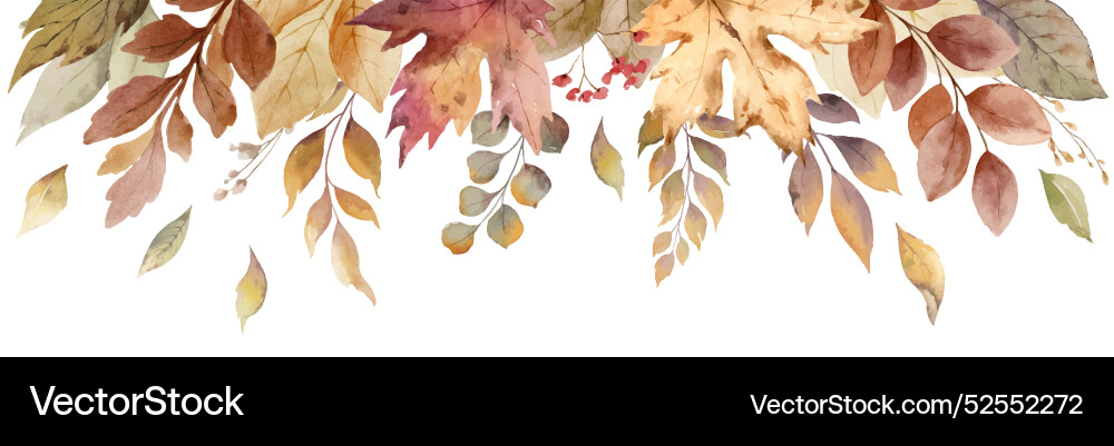 Watercolor autumn horizontal border fallen Vector Image