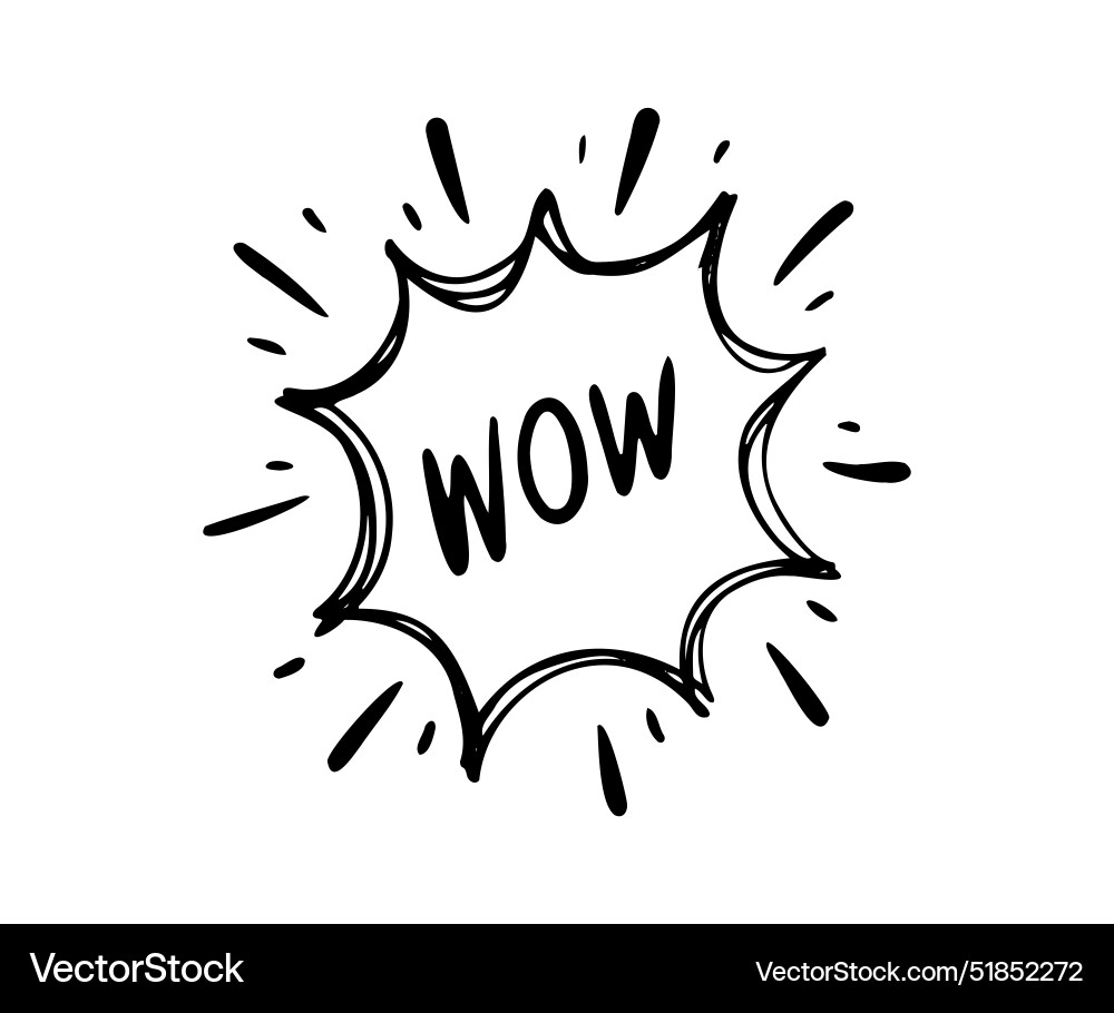 Wow hand drawn cloud speech bubble element Vector Image
