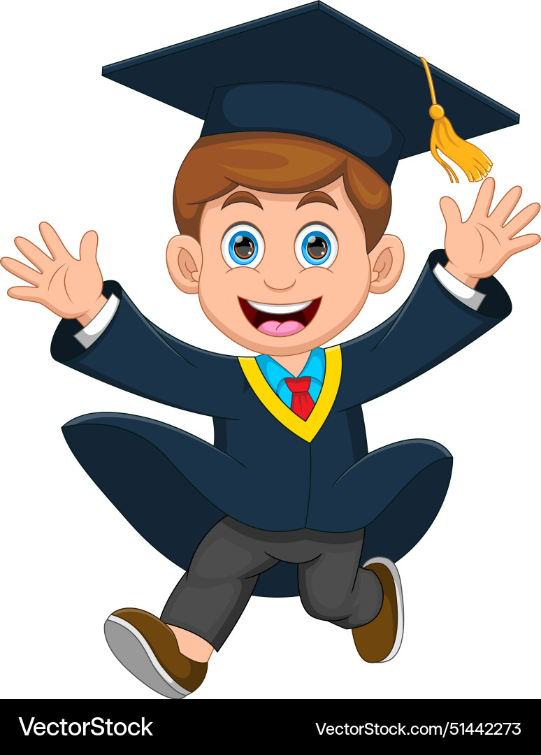 Cartoon happy graduation boy Royalty Free Vector Image