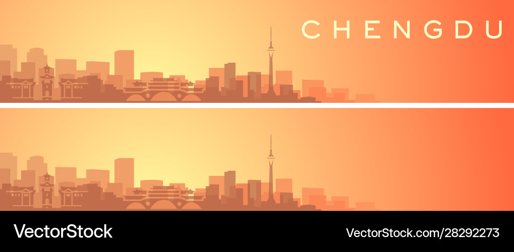 Chengdu schöne Skyline Landschaft Banner Vektorbild