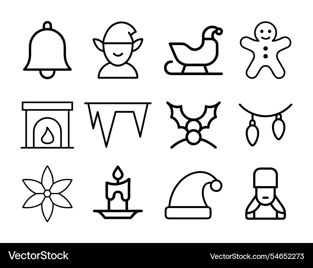 Christmas icon bundle Royalty Free Vector Image