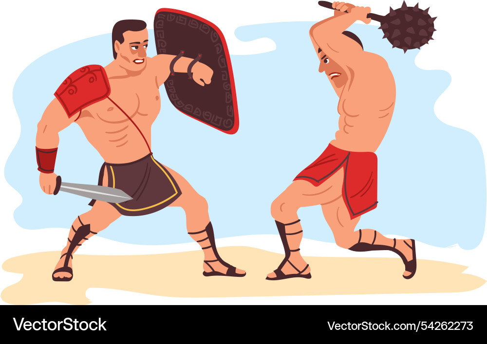 Gladiators fight scenes roman warriors people Vector Image