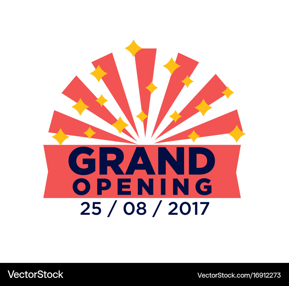 Grand opening ribbon or label design Royalty Free Vector