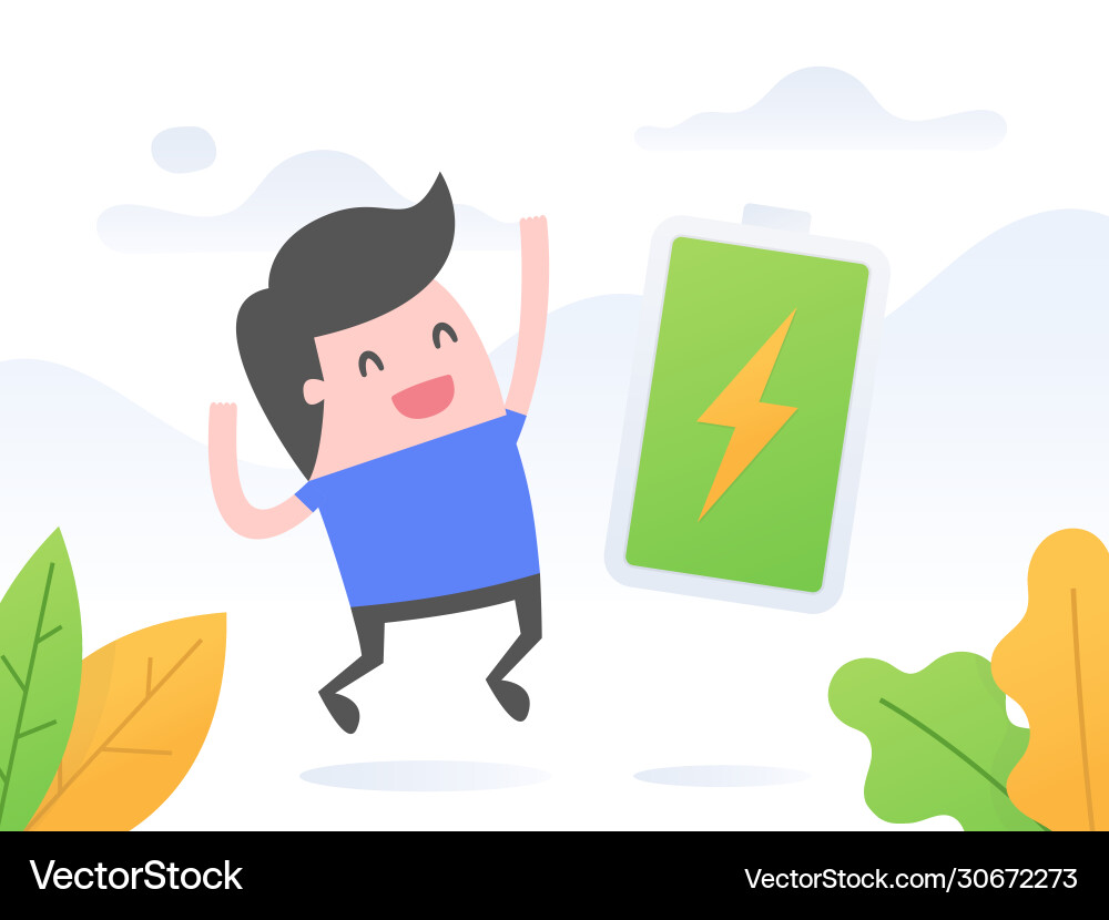 Happy and full energy businessman Royalty Free Vector Image