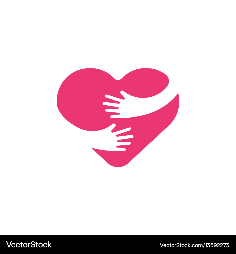 Hugging heart symbol hug yourself love Royalty Free Vector