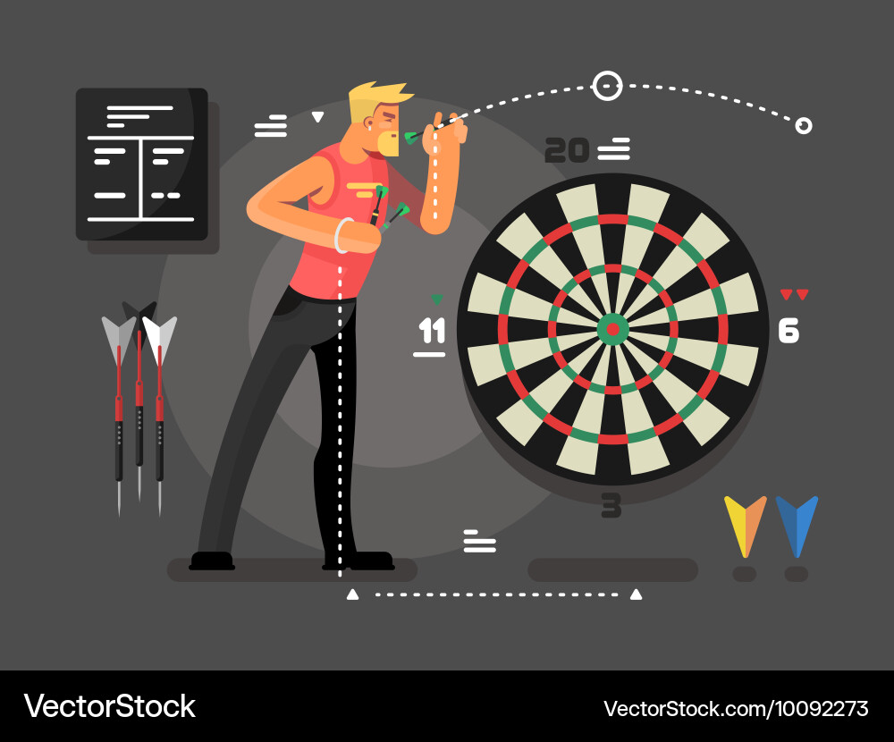 Man playing darts Royalty Free Vector Image - VectorStock