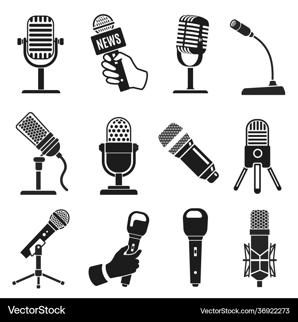Microphone Icons - Modern & Vintage Royalty Free Vector