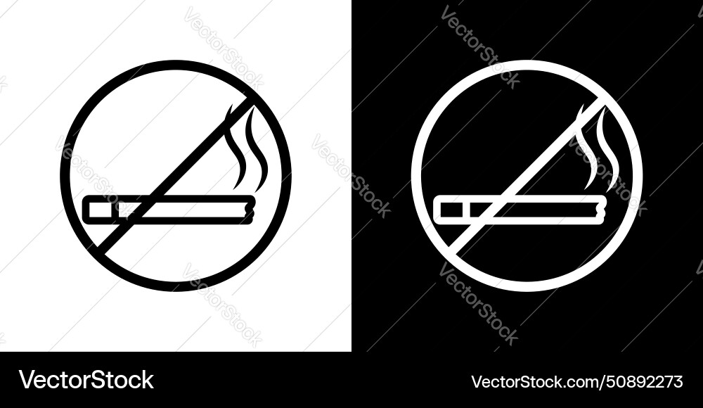 No smoking cigarette sign icon set ban cigarette Vector Image