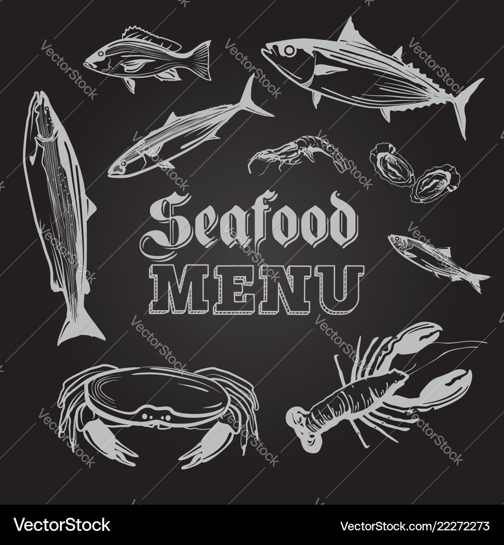 Seafood menu Royalty Free Vector Image - VectorStock