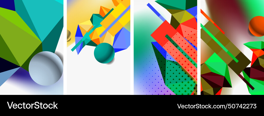 Set of geometric abstract composition with spheres