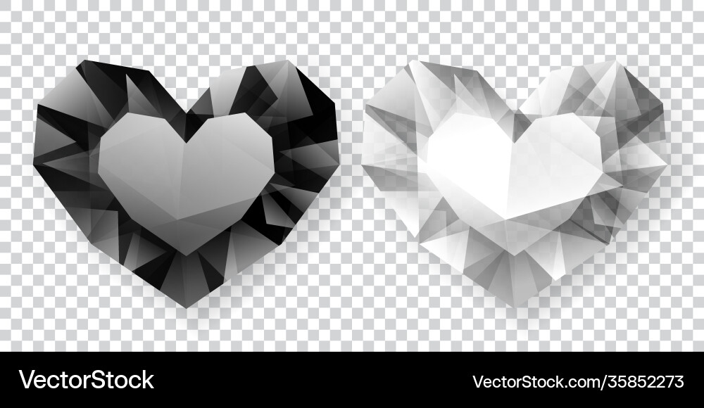 Two crystal hearts Royalty Free Vector Image - VectorStock