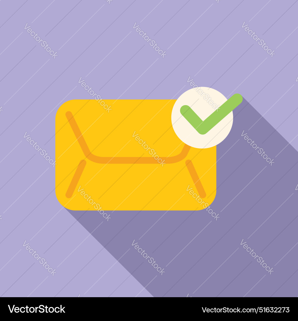 Yellow mail envelope with green check mark icon Vector Image