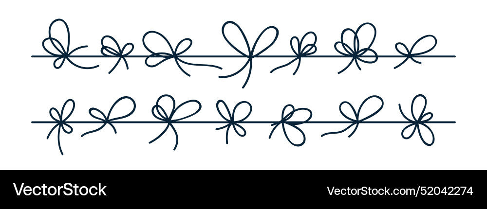 Bow knots set cord string tied rope twine Vector Image