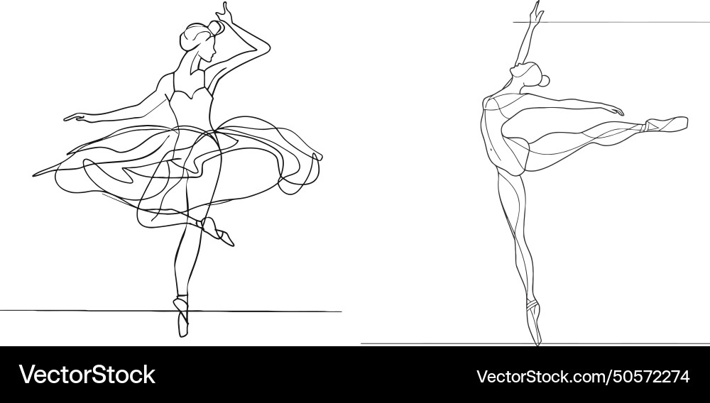 Continuous line of ballet dancer Royalty Free Vector Image