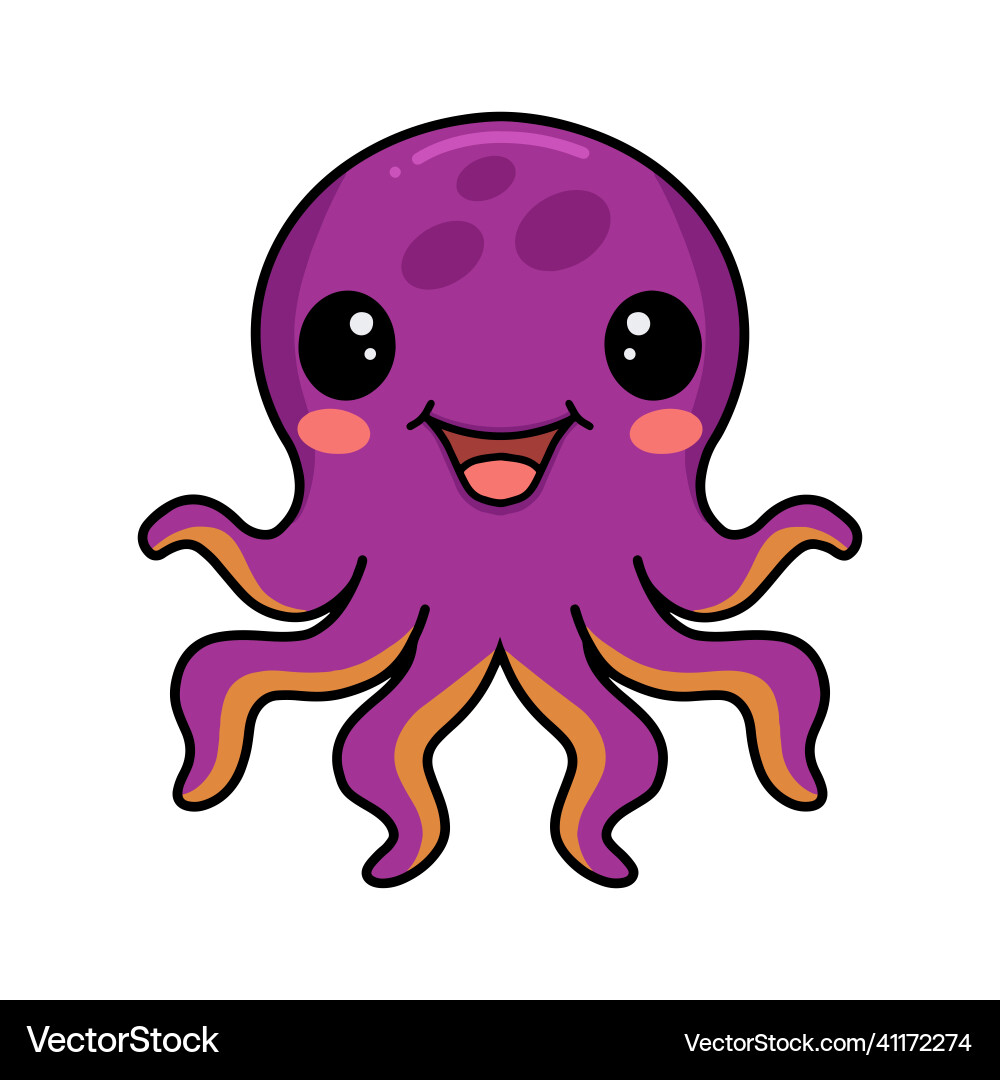 Cute little pink octopus cartoon Royalty Free Vector Image