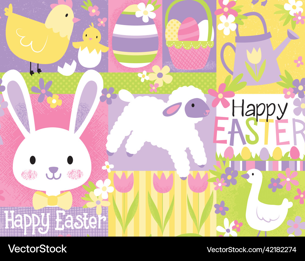Easter themed seamless pattern Royalty Free Vector Image