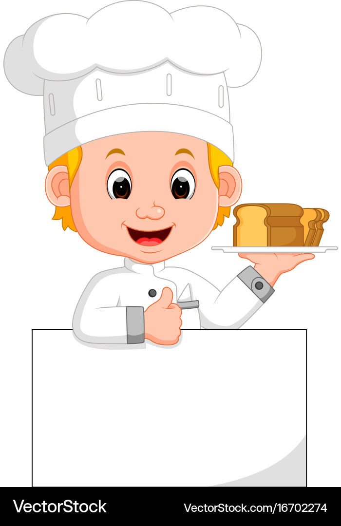 Funny chef and sign board Royalty Free Vector Image