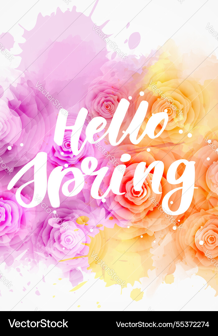 Hello spring - handwritten modern calligraphy Vector Image