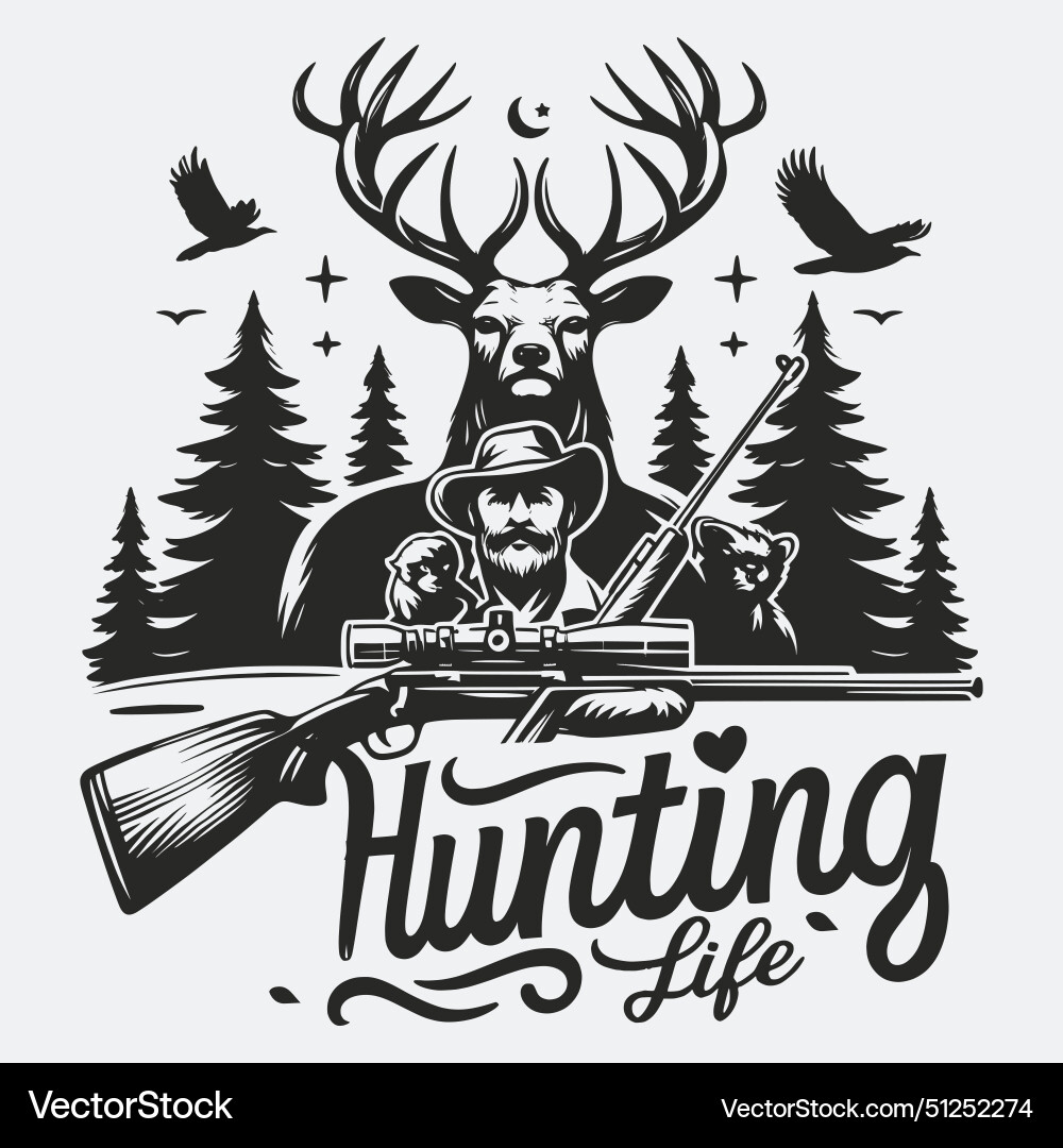 Hunting life svg silhouette file Royalty Free Vector Image