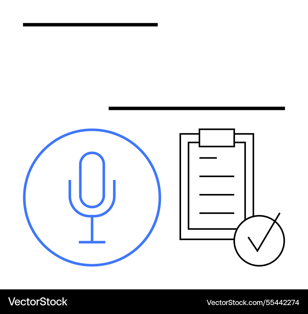 Microphone icon and checklist with tick mark Vector Image