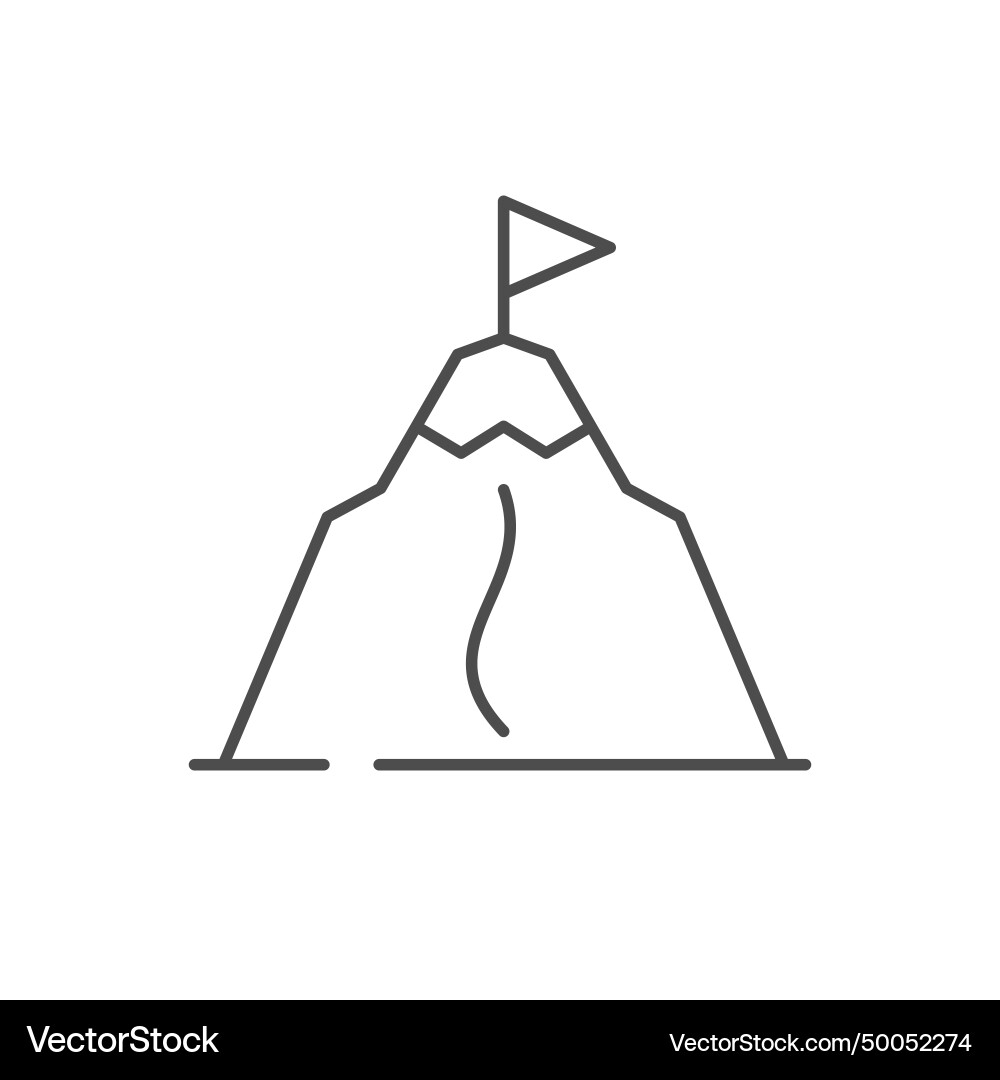 Mountain peak line outline icon Royalty Free Vector Image