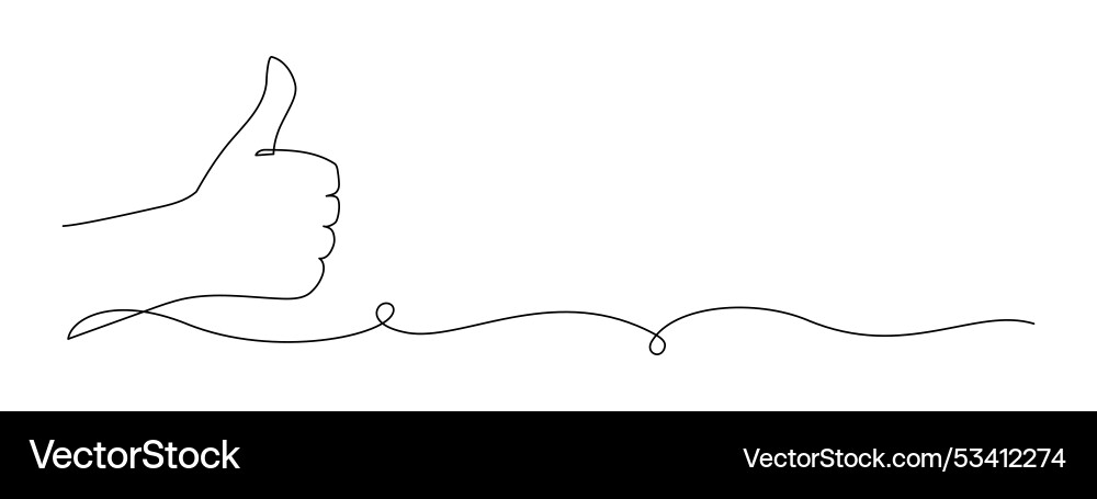 Thumb up in one continuous line drawing hand Vector Image