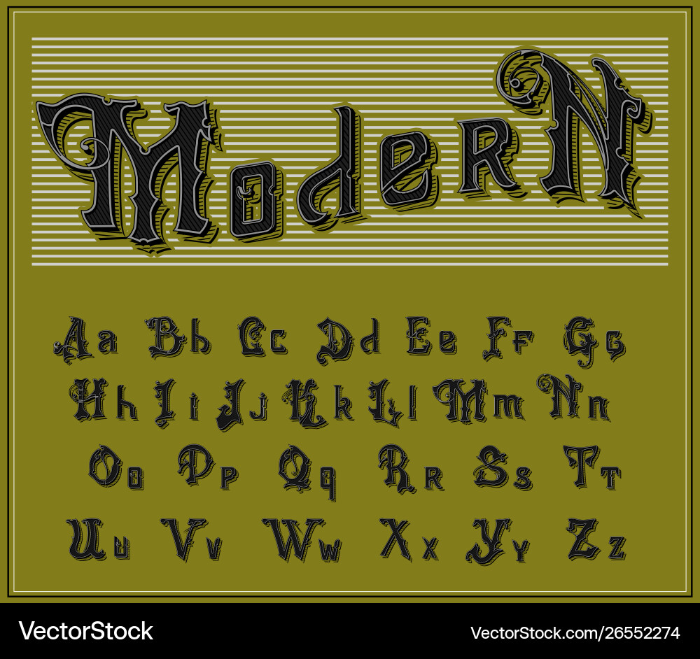 Victorian alphabet in ancient style antique old Vector Image