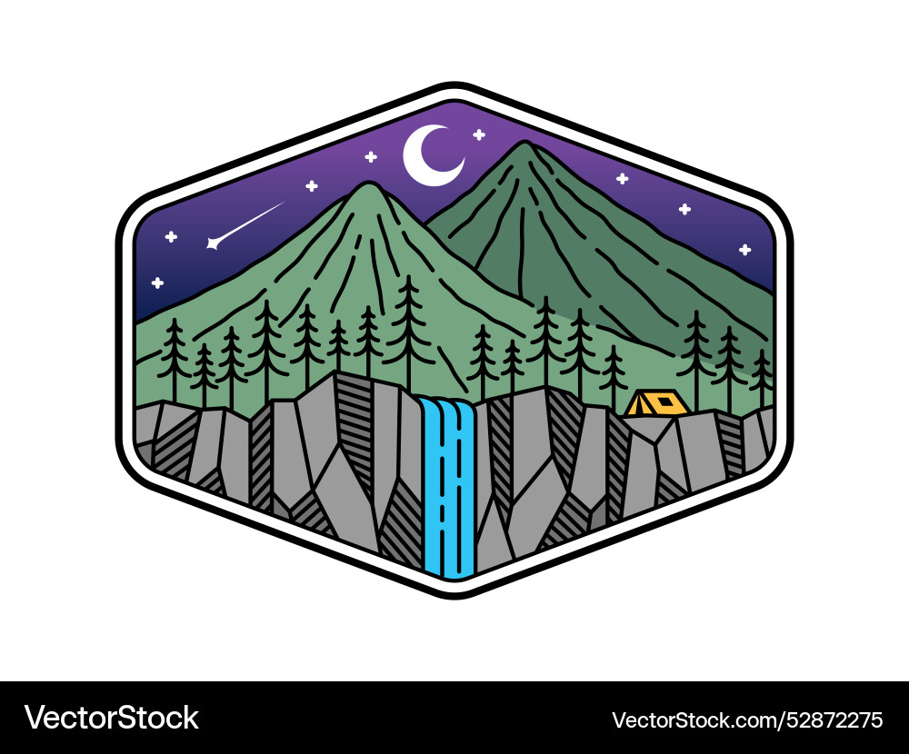 Beautiful nature line art template Royalty Free Vector Image