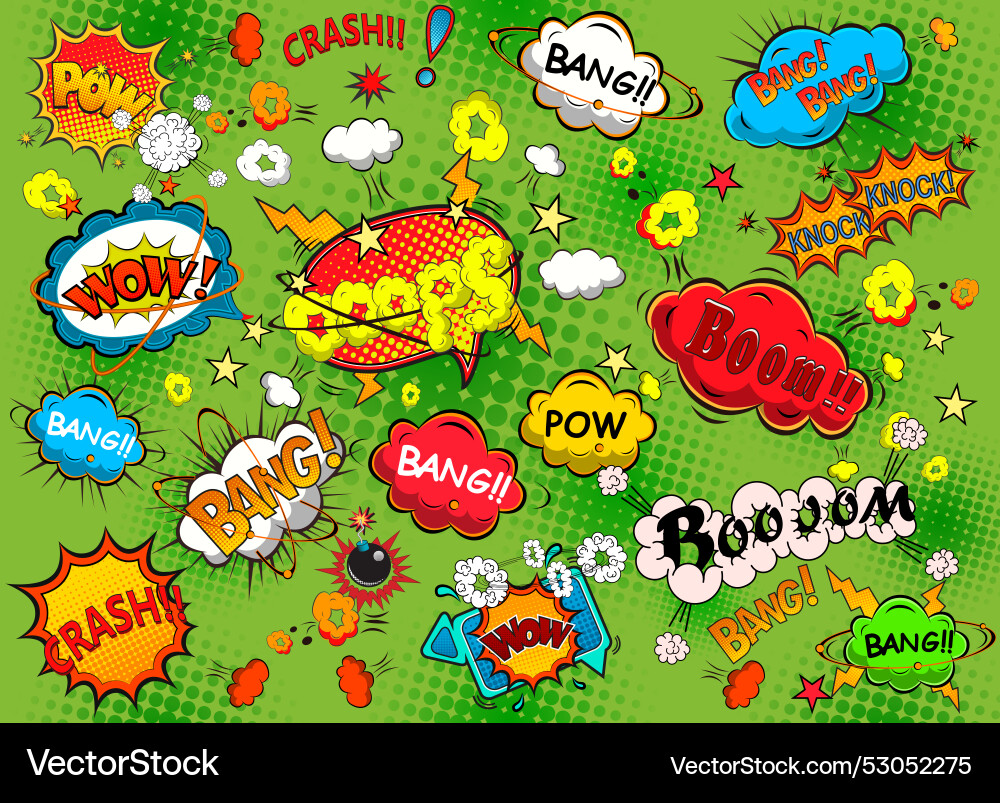 Comic speech bubbles set pop art design Royalty Free Vector