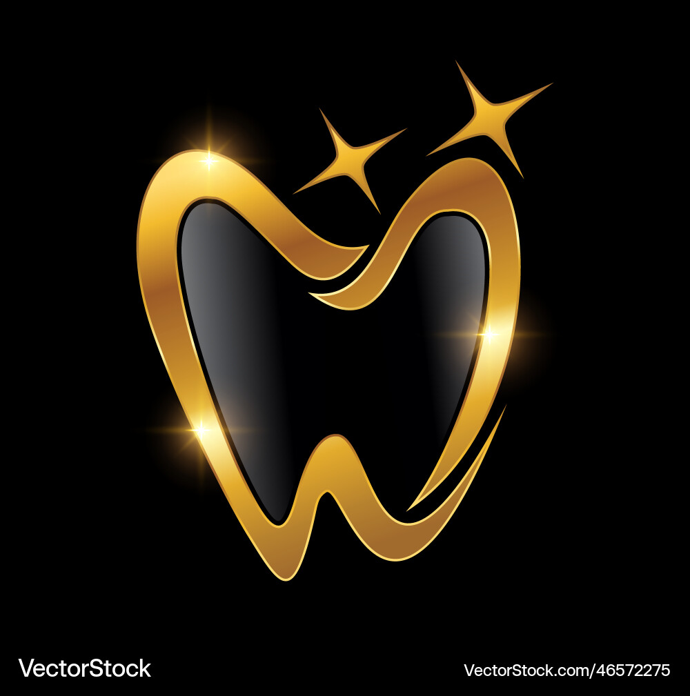 Golden dental logo icon Royalty Free Vector Image