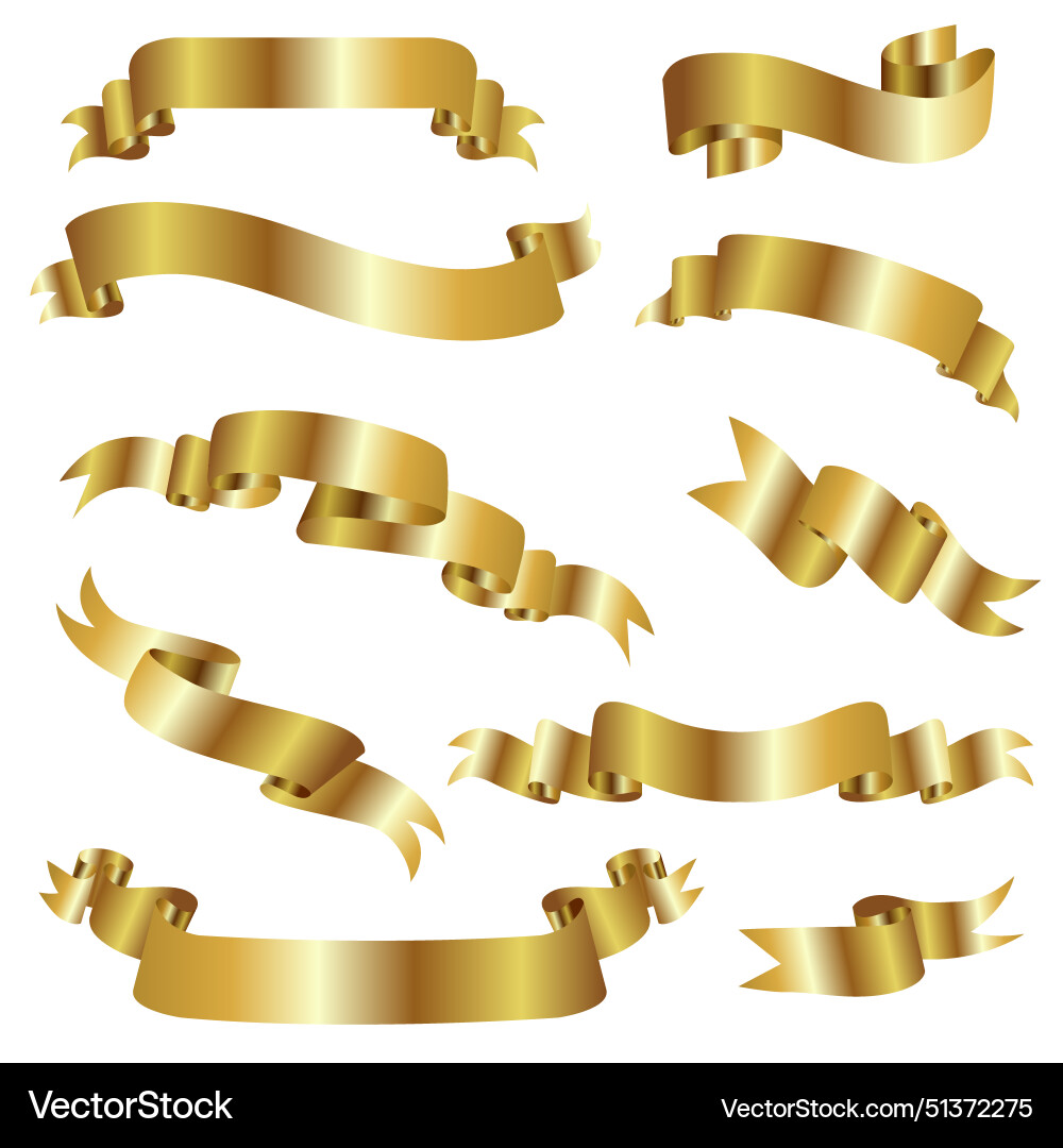 Golden ribbons realistic Royalty Free Vector Image