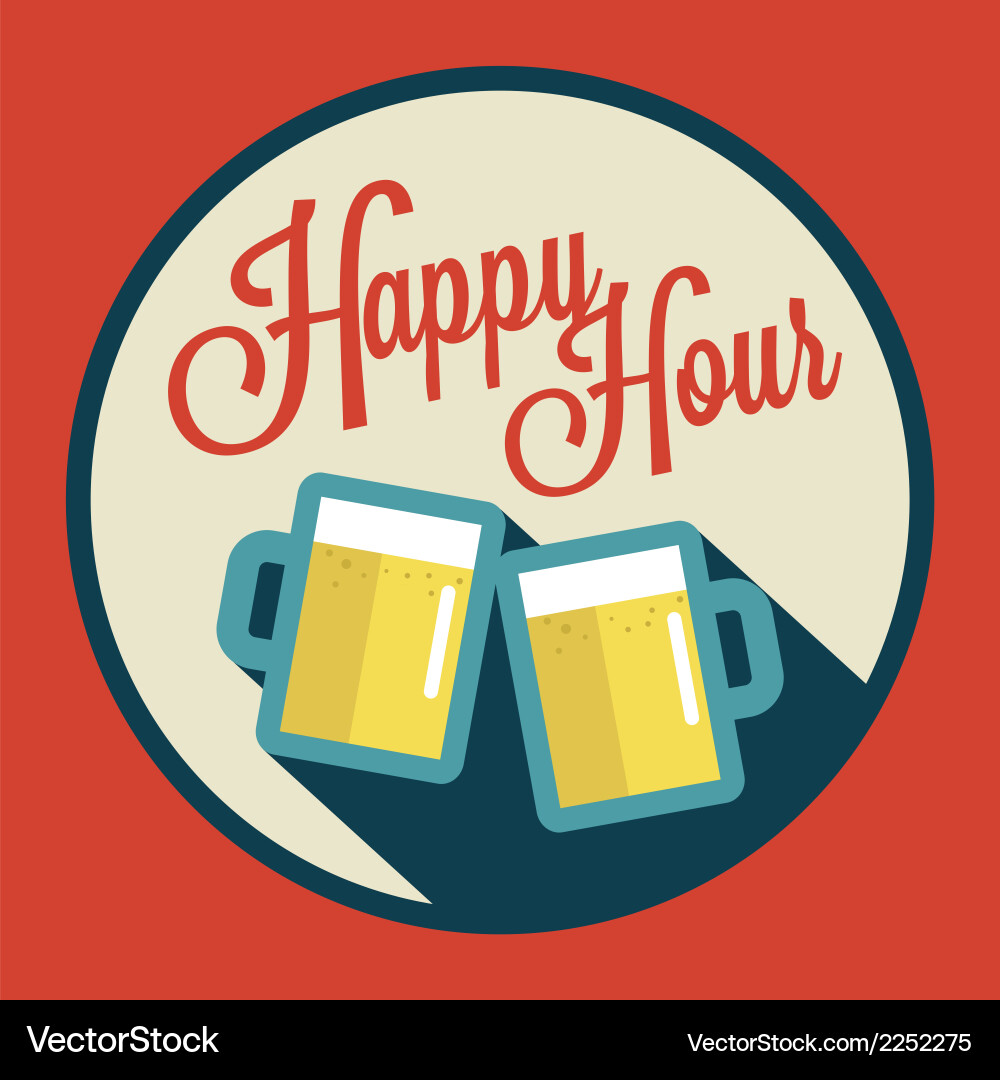 Happy hour with beer Royalty Free Vector Image
