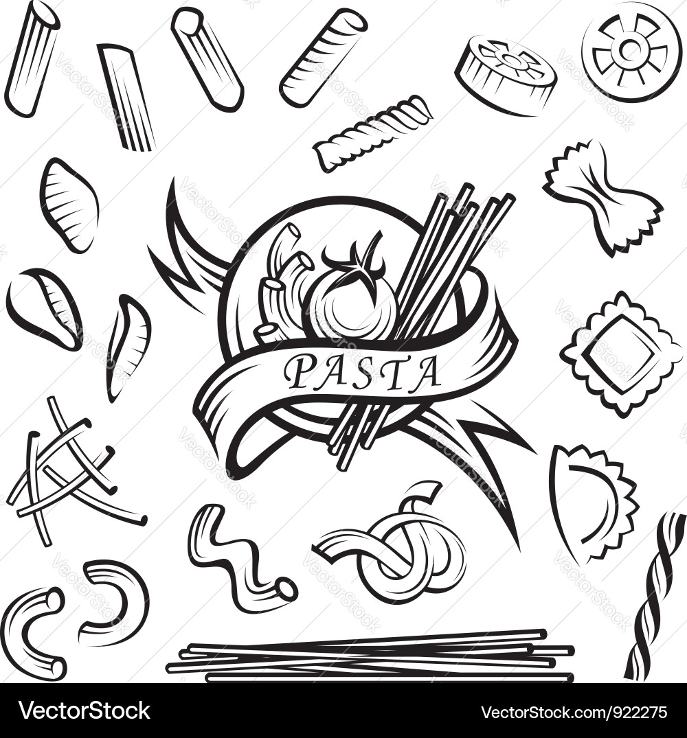 Pasta elements Royalty Free Vector Image - VectorStock