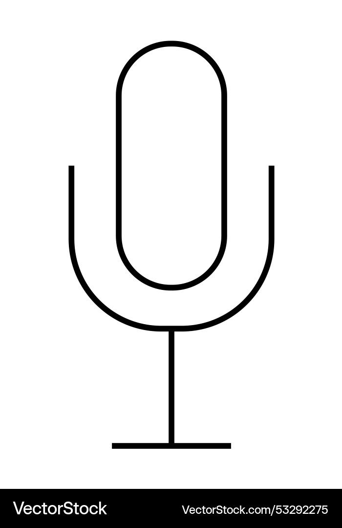 Simplified black microphone outline on white Vector Image