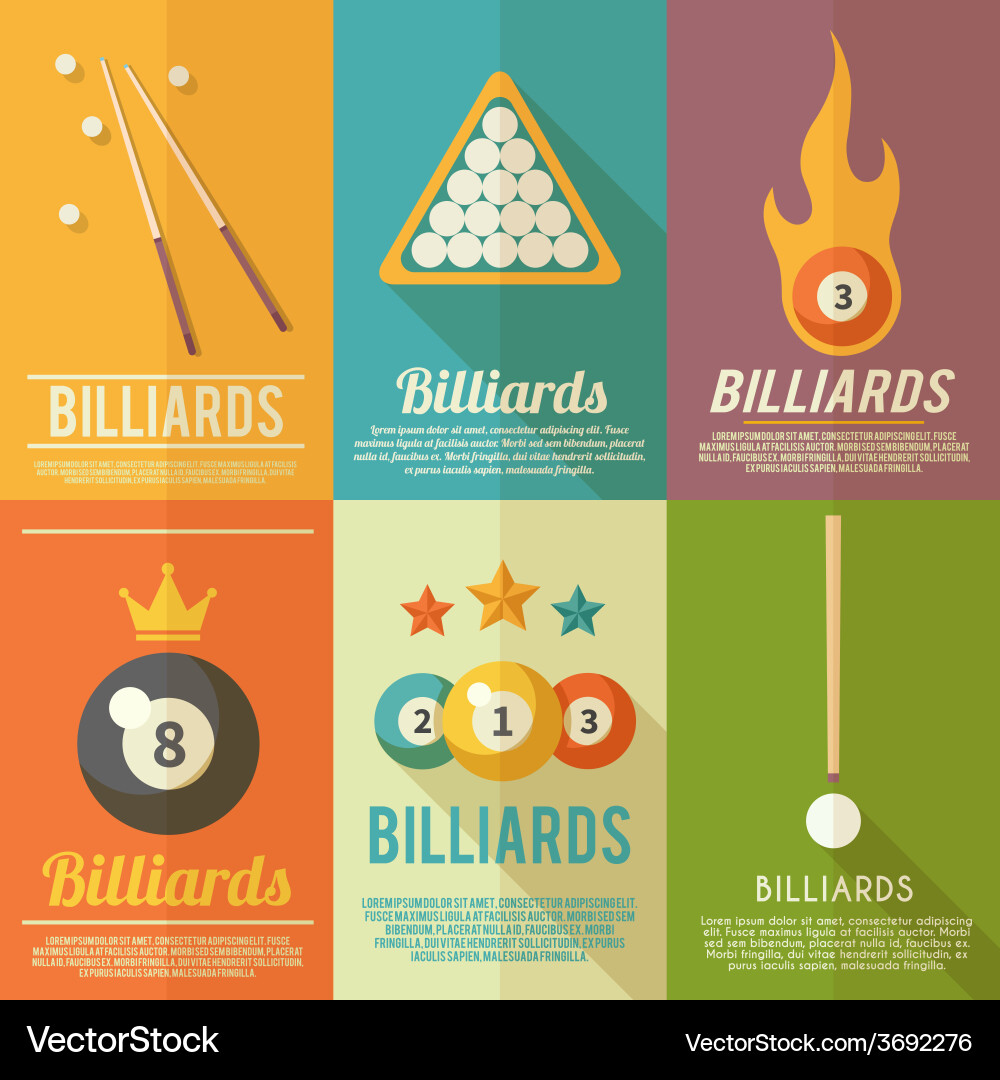 Billard Poster Set Lizenzfreies Vektorbild - VectorStock Billard Poster Set Lizenzfreies Vektorbild - VectorStock