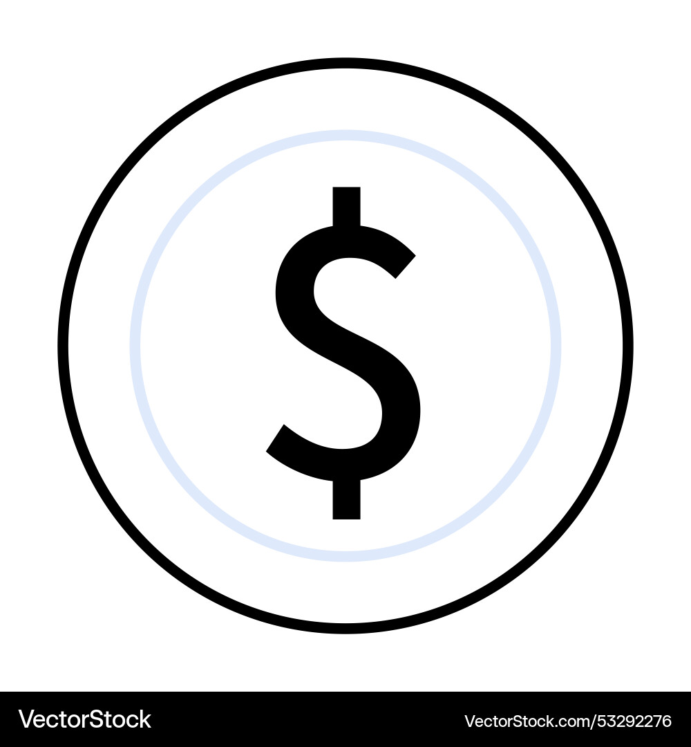 Black dollar symbol inside double lined circle Vector Image