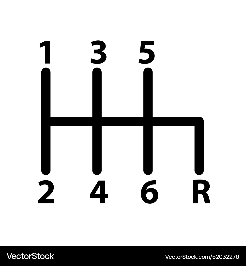 Car manual shift lever linear logo mark in black Vector Image