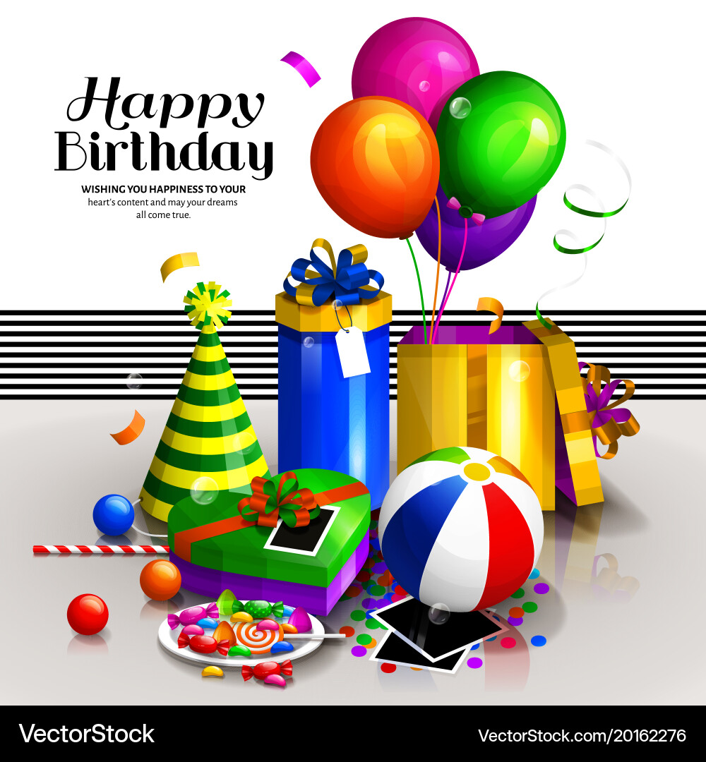 Colorful Birthday Party Card Royalty Free Vector Image
