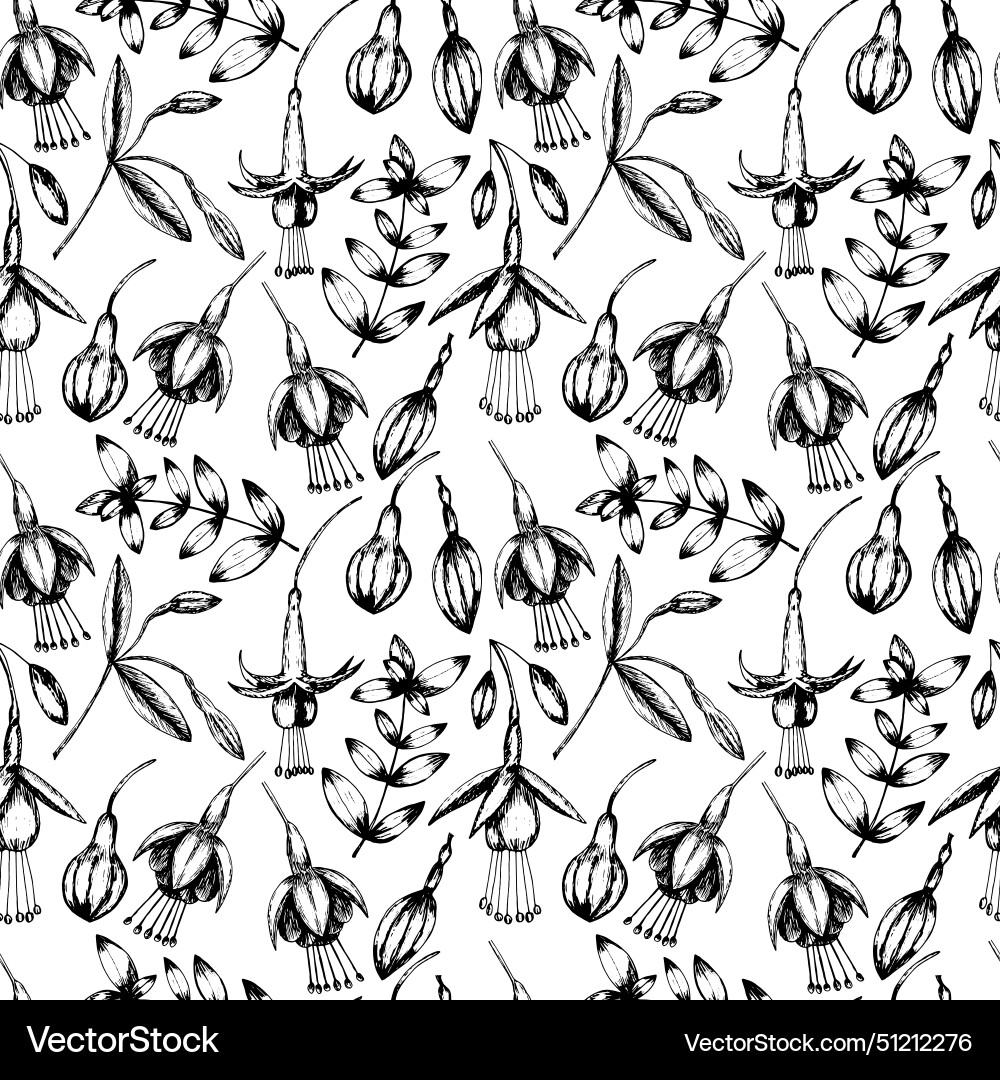 Fuchsia flowers seamless pattern Royalty Free Vector Image
