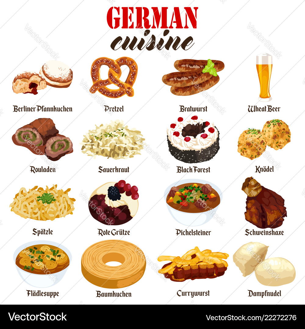 German food cuisine Royalty Free Vector Image - VectorStock
