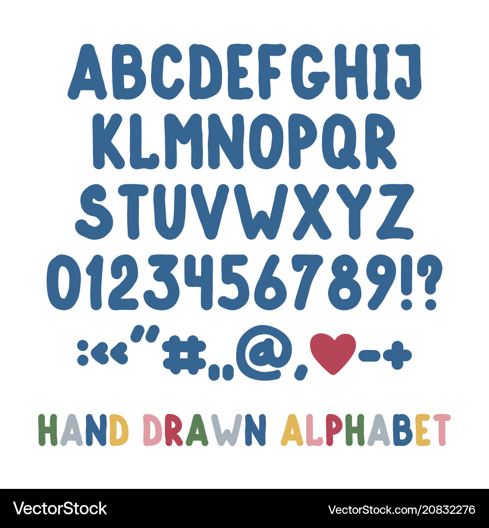 Hand drawn english alphabet punctuation marks Vector Image